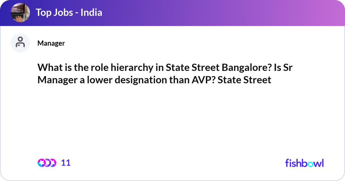 What is the role hierarchy in State Street Bangalo... | Fishbowl