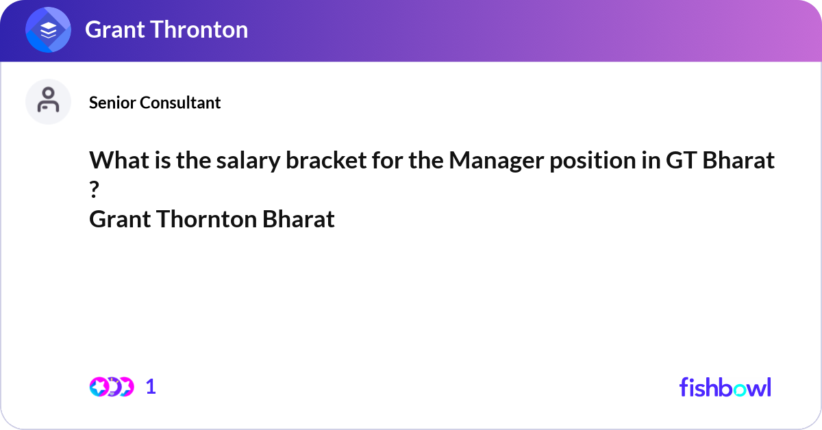 What is the salary bracket for the Manager positio... | Fishbowl