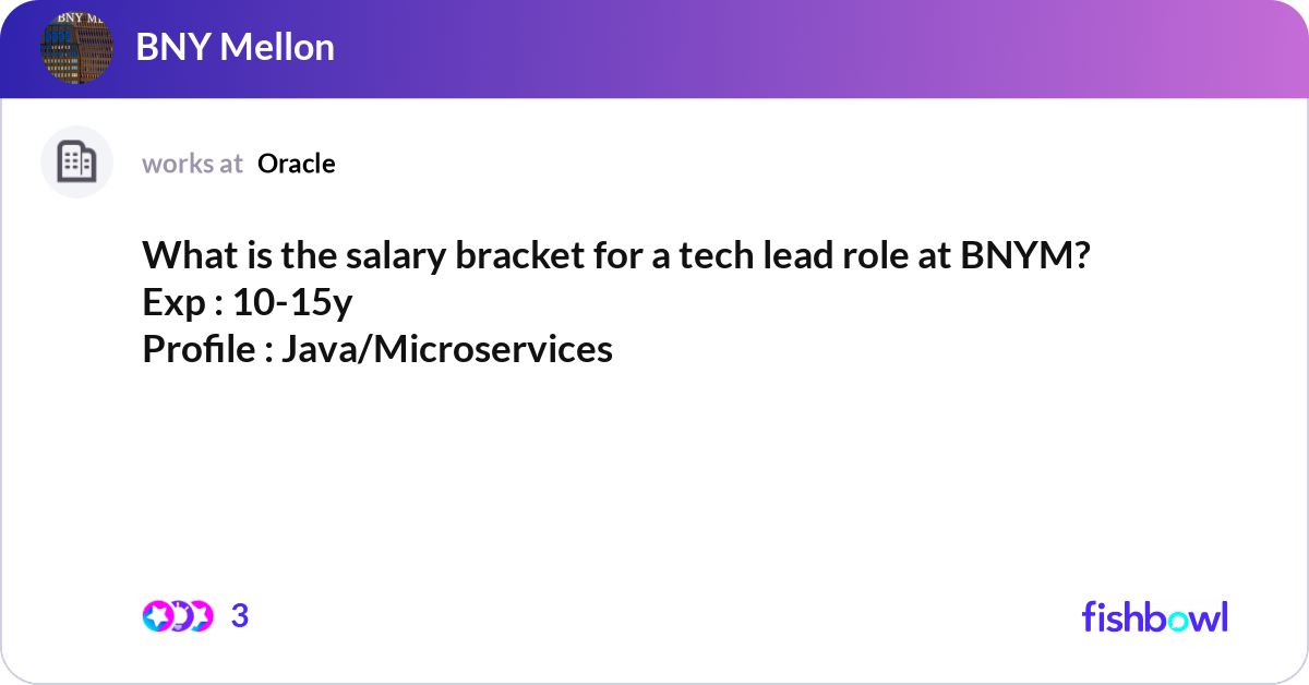 What is the salary bracket for a tech lead role at... | Fishbowl