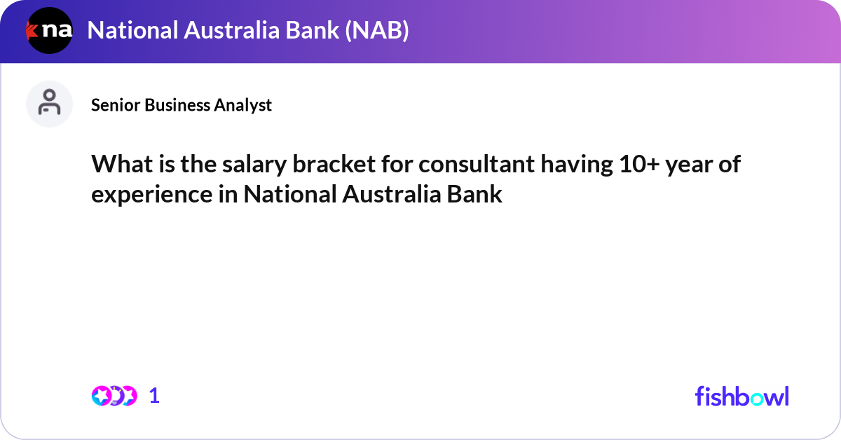 What is the salary bracket for consultant having 1... | Fishbowl