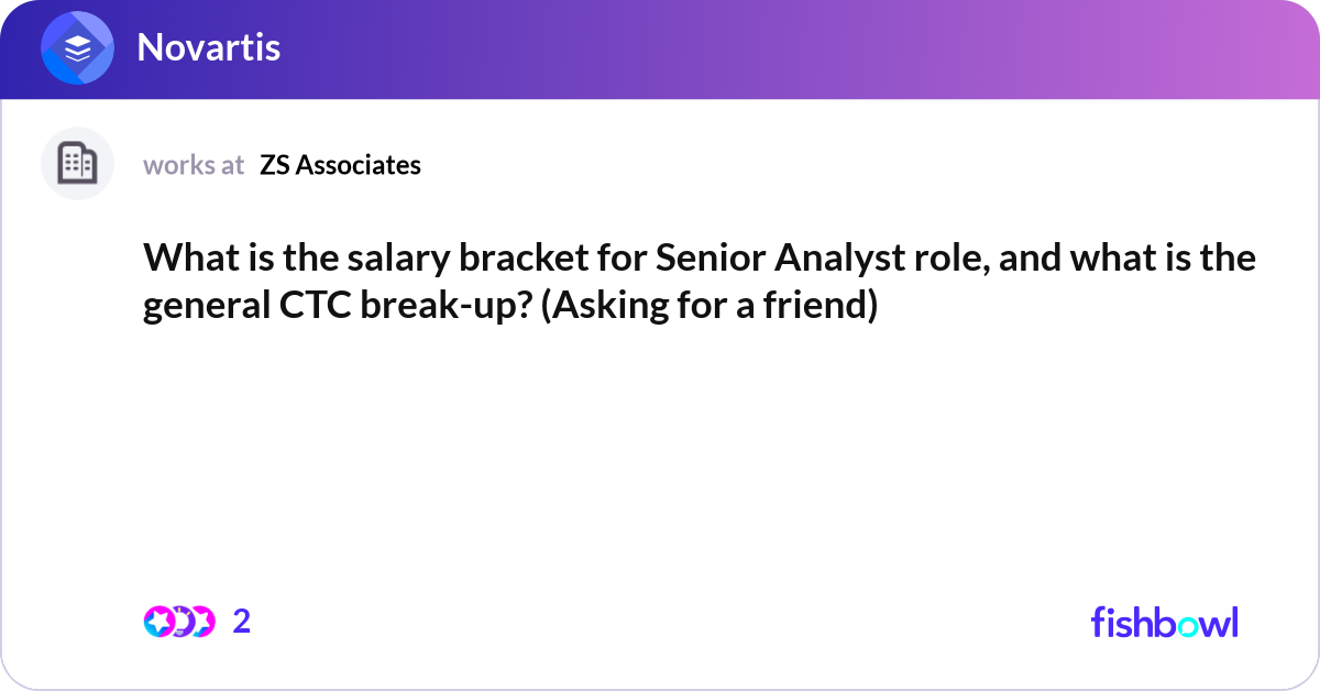 What is the salary bracket for Senior Analyst role... | Fishbowl