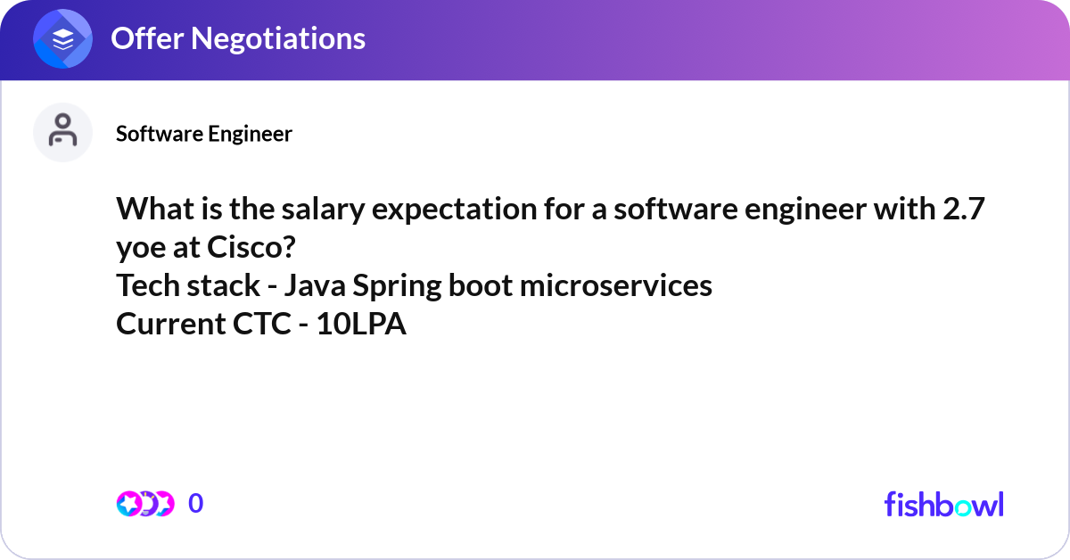 What is the salary expectation for a software engi... | Fishbowl