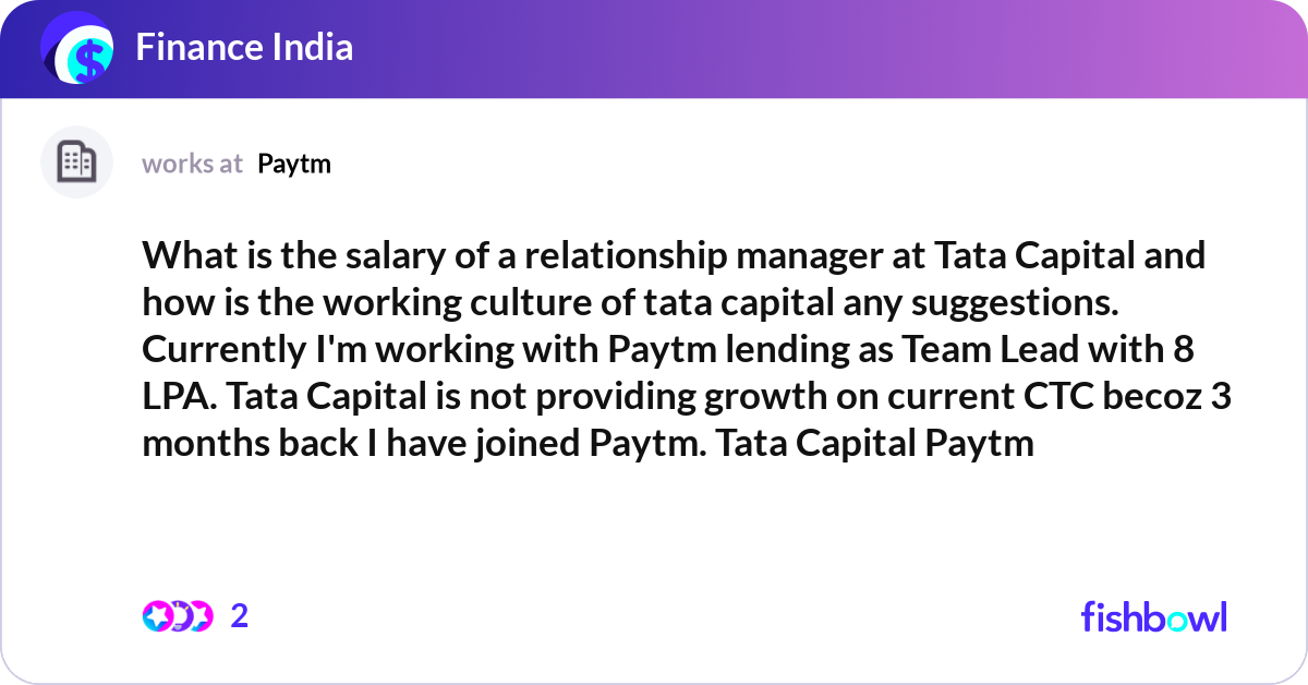 What is the salary of a relationship manager at Ta... | Fishbowl