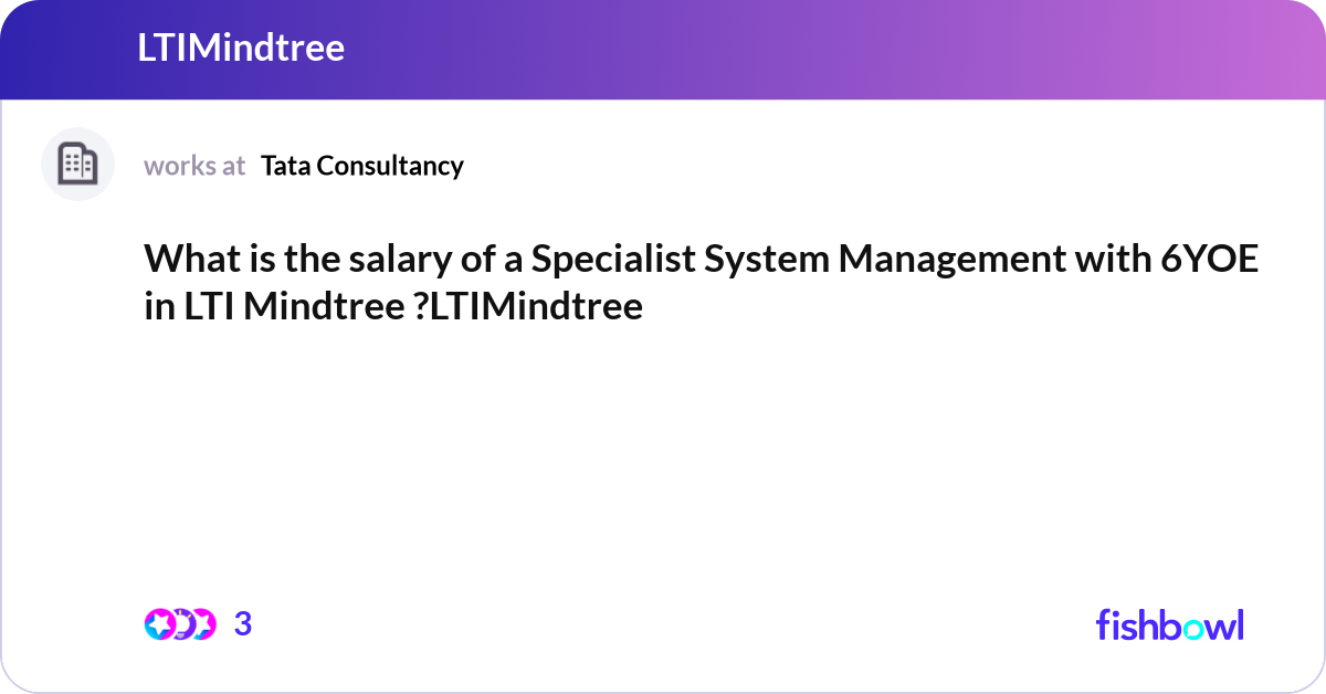 What is the salary of a Specialist System Manageme... | Fishbowl