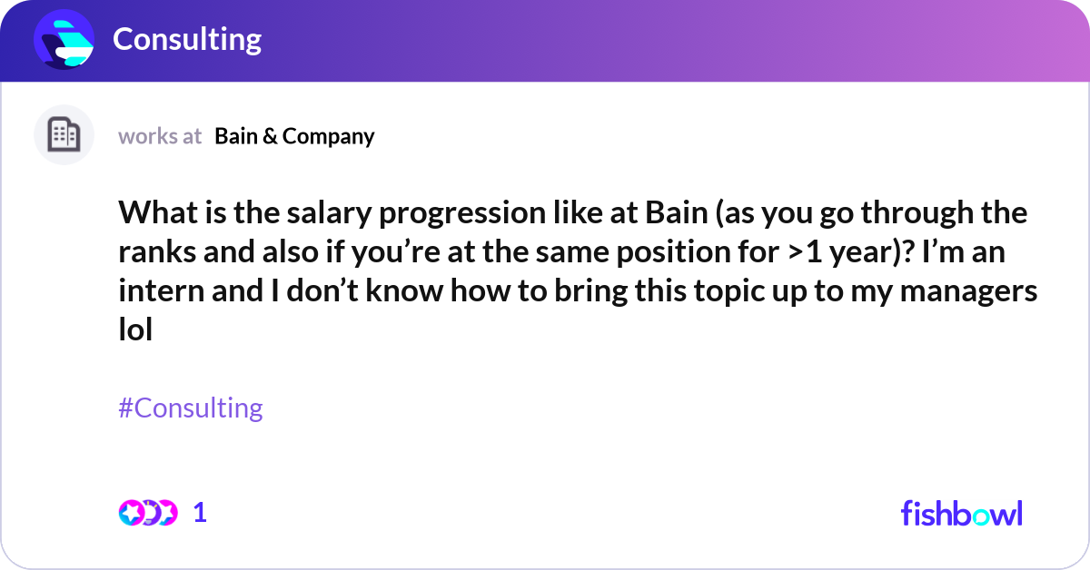 What is the salary progression like at Bain (as yo... | Fishbowl