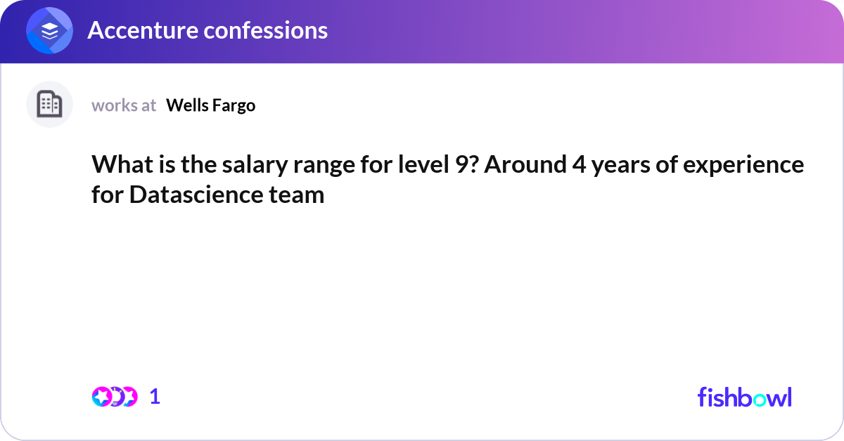 What is the salary range for level 9? Around 4 yea... | Fishbowl