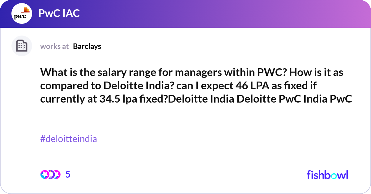 What is the salary range for managers within PWC? ... | Fishbowl