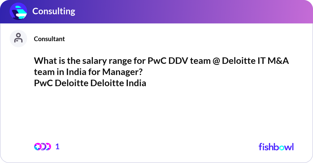 What is the salary range for PwC DDV team @ Deloit... | Fishbowl