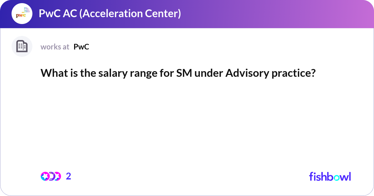 What is the salary range for SM under Advisory pra... | Fishbowl