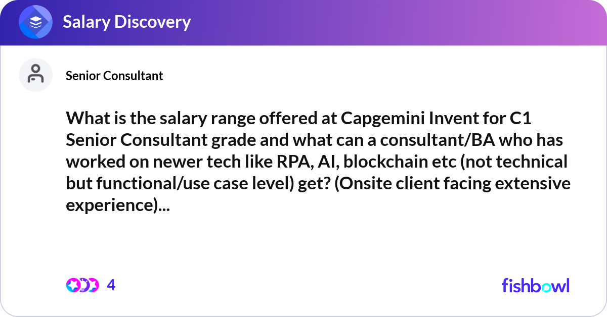 What is the salary range offered at Capgemini Inve... | Fishbowl