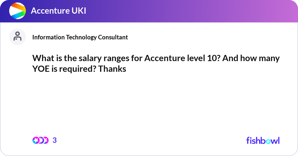 What is the salary ranges for Accenture level 10? ... | Fishbowl
