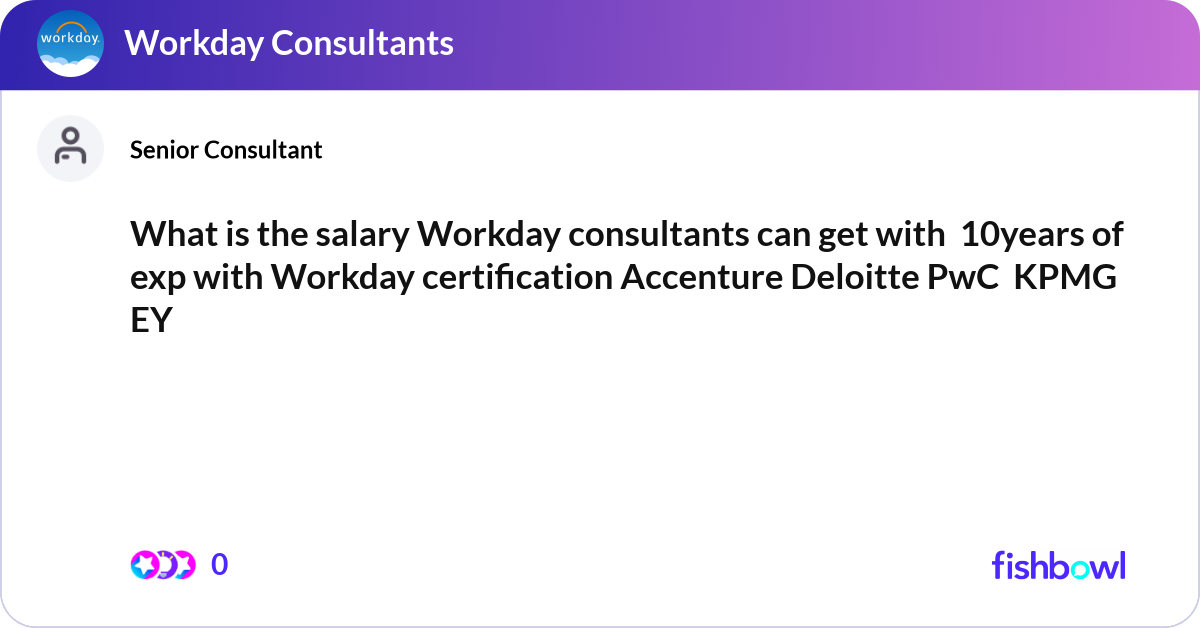 What is the salary Workday consultants can get wit... | Fishbowl