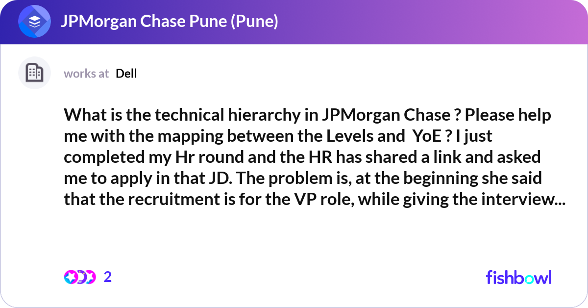 What is the technical hierarchy in JPMorgan Chase ... | Fishbowl