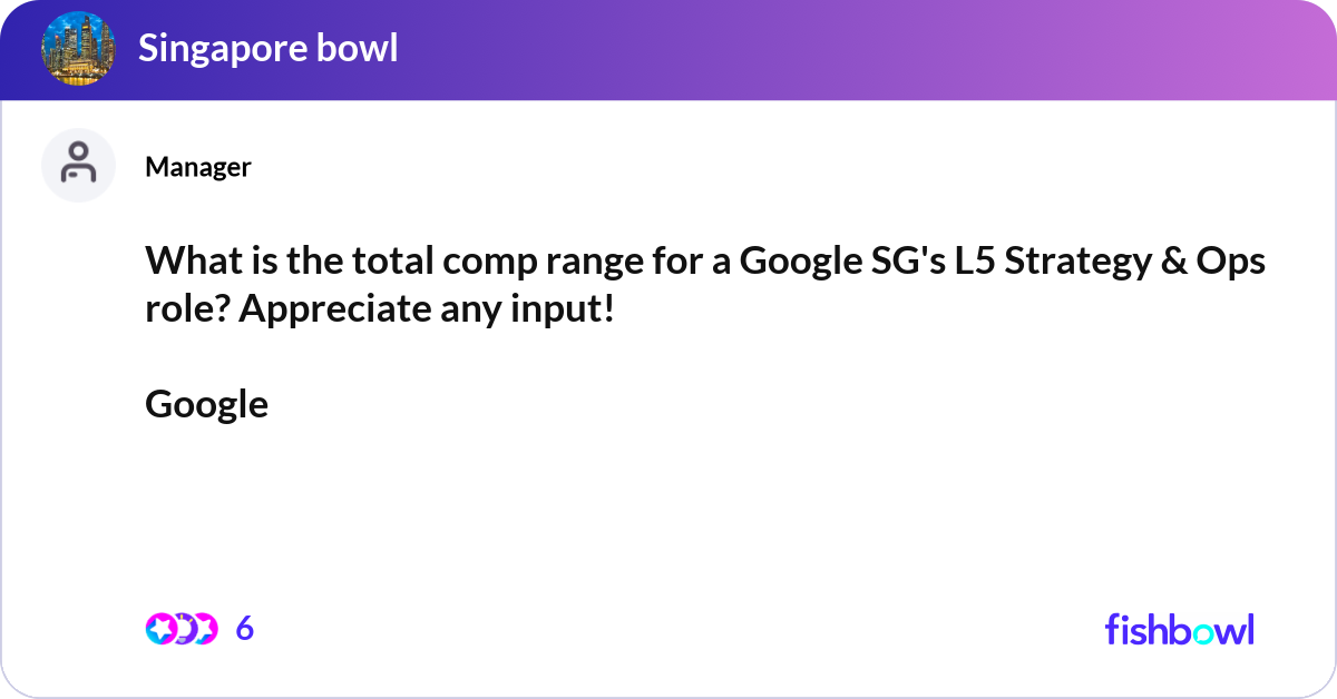 What is the total comp range for a Google SG's L5 ... | Fishbowl