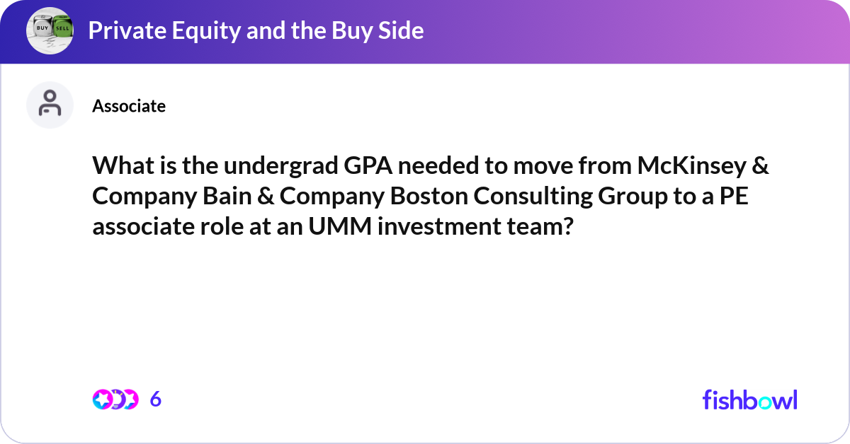 What is the undergrad GPA needed to move from McKi... | Fishbowl