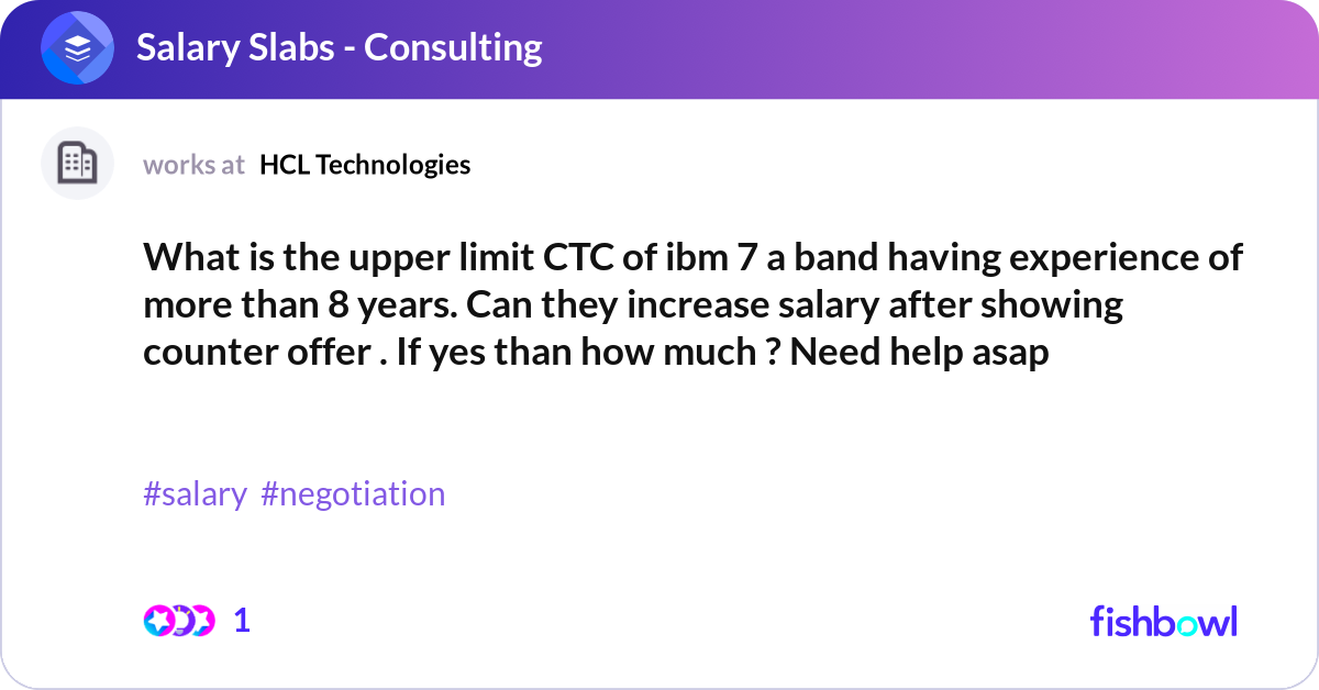 What is the upper limit CTC of ibm 7 a band having... | Fishbowl