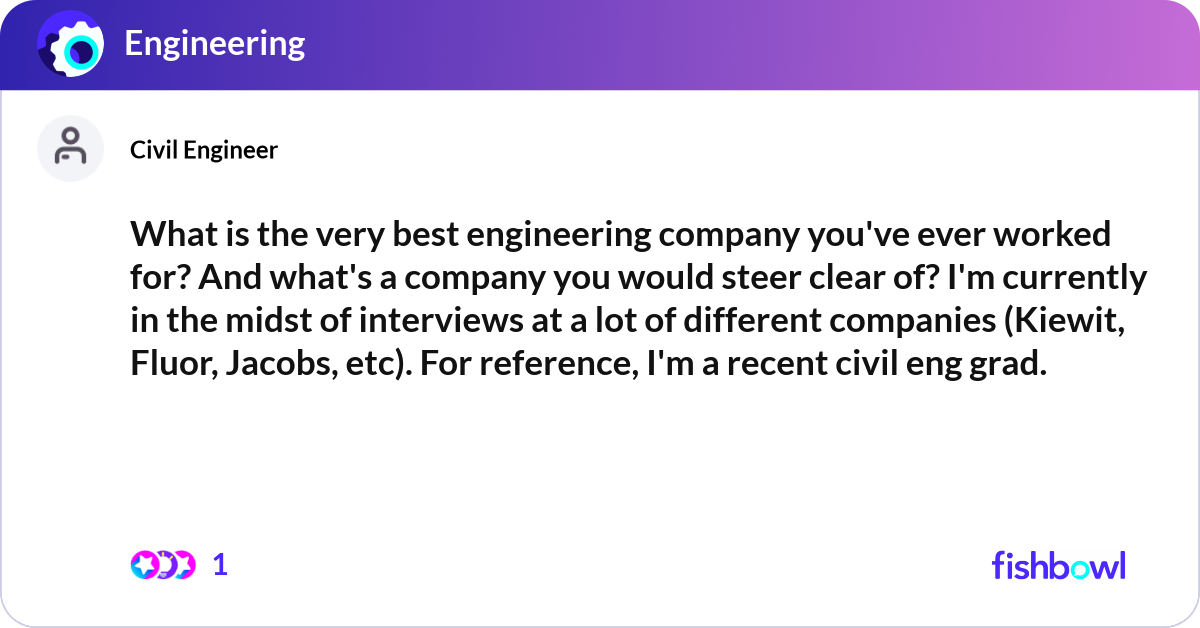 What is the very best engineering company you've e... | Fishbowl