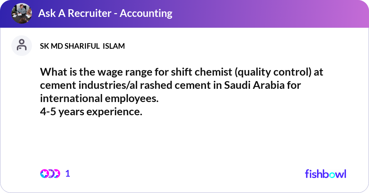 What is the wage range for shift chemist (quality ... | Fishbowl