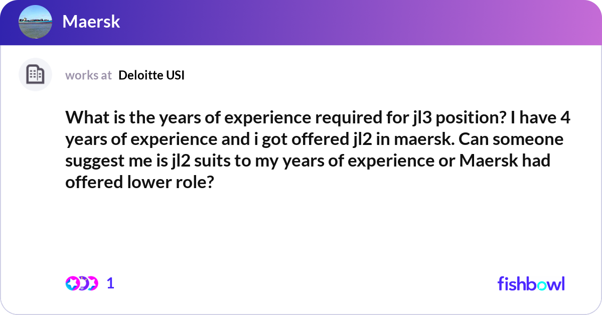 What is the years of experience required for jl3 p... | Fishbowl