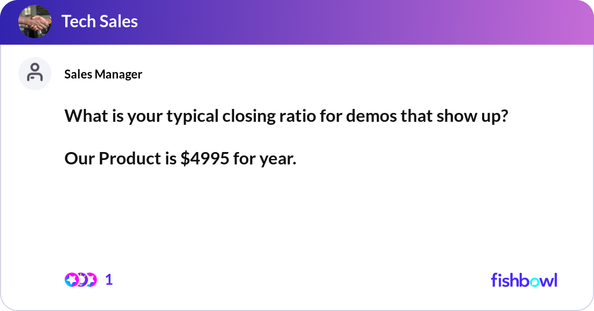 What is your typical closing ratio for demos that ... | Fishbowl