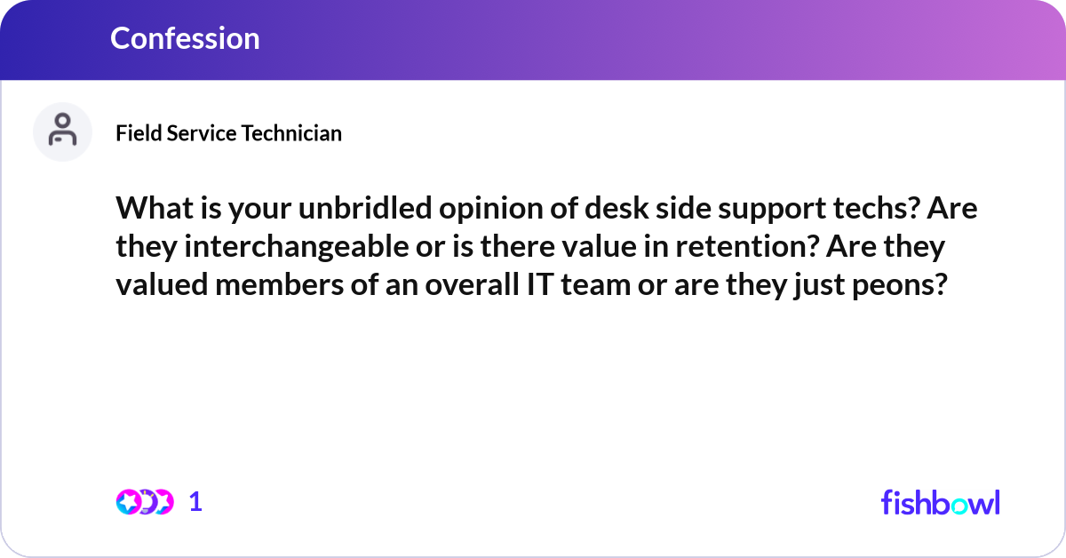 What is your unbridled opinion of desk side suppor... | Fishbowl