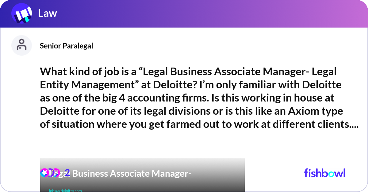 What kind of job is a “Legal Business Associate Ma... | Fishbowl
