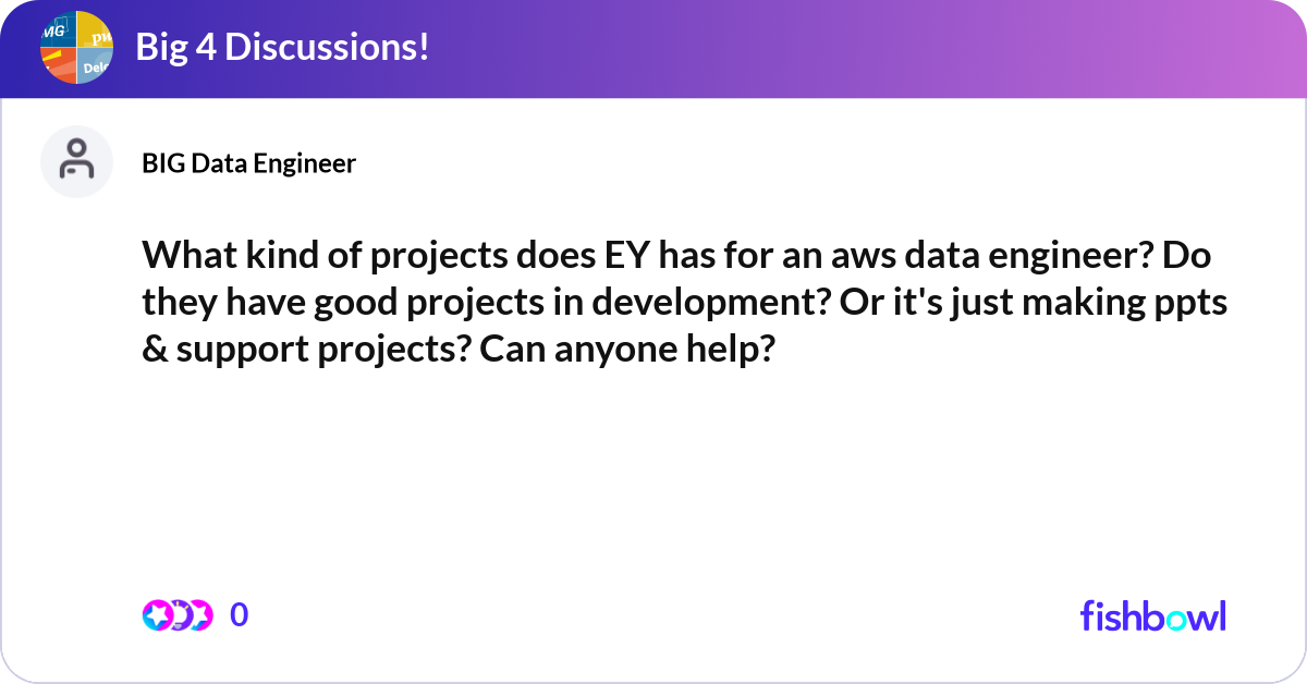 What kind of projects does EY has for an aws data ... | Fishbowl