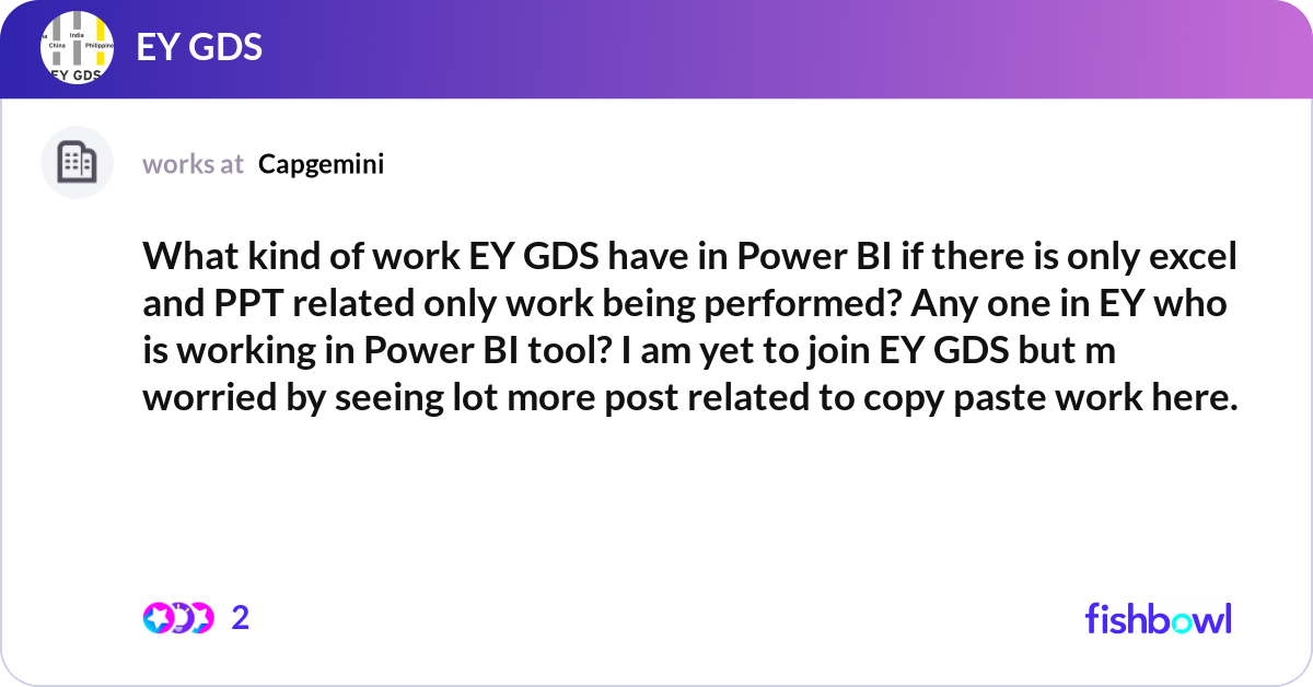 What kind of work EY GDS have in Power BI if there... | Fishbowl
