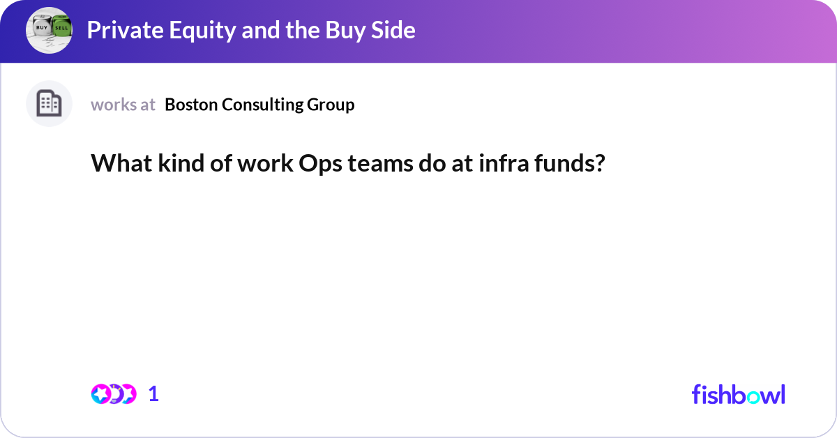 What kind of work Ops teams do at infra funds? | Fishbowl