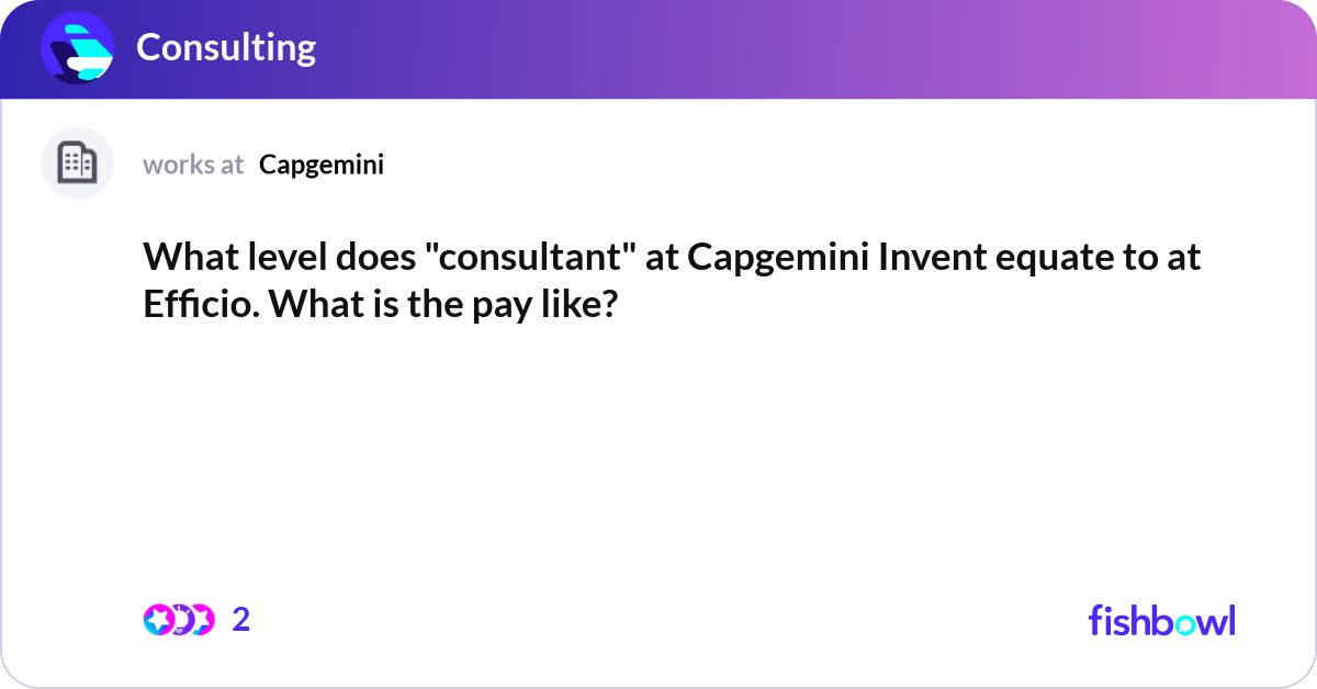 What level does "consultant" at Capgemini Invent e... | Fishbowl