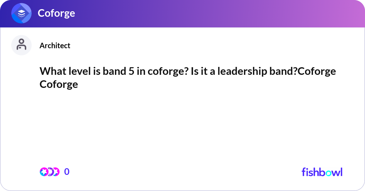 What level is band 5 in coforge? Is it a leadershi... | Fishbowl