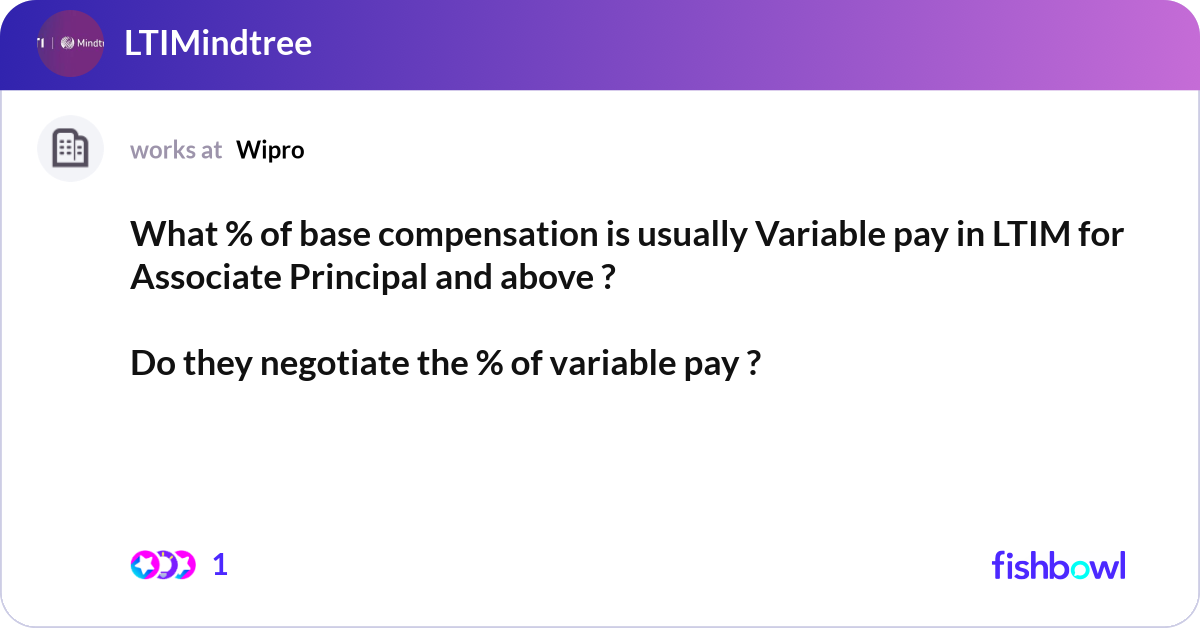 What % of base compensation is usually Variable pa... | Fishbowl