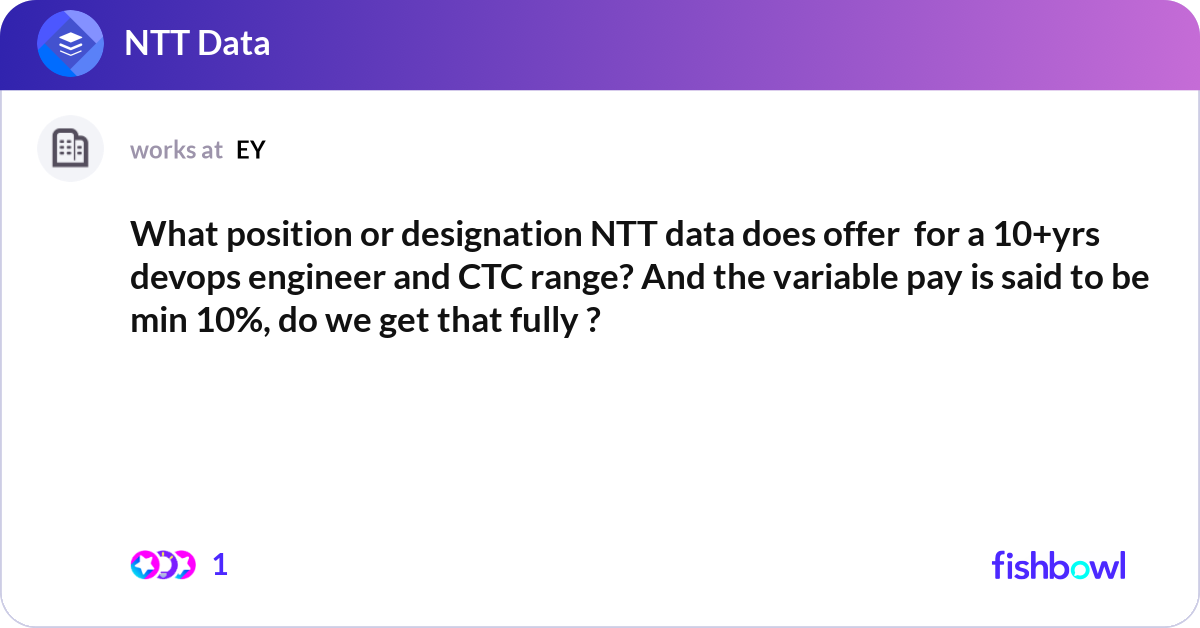 What position or designation NTT data does offer ... | Fishbowl