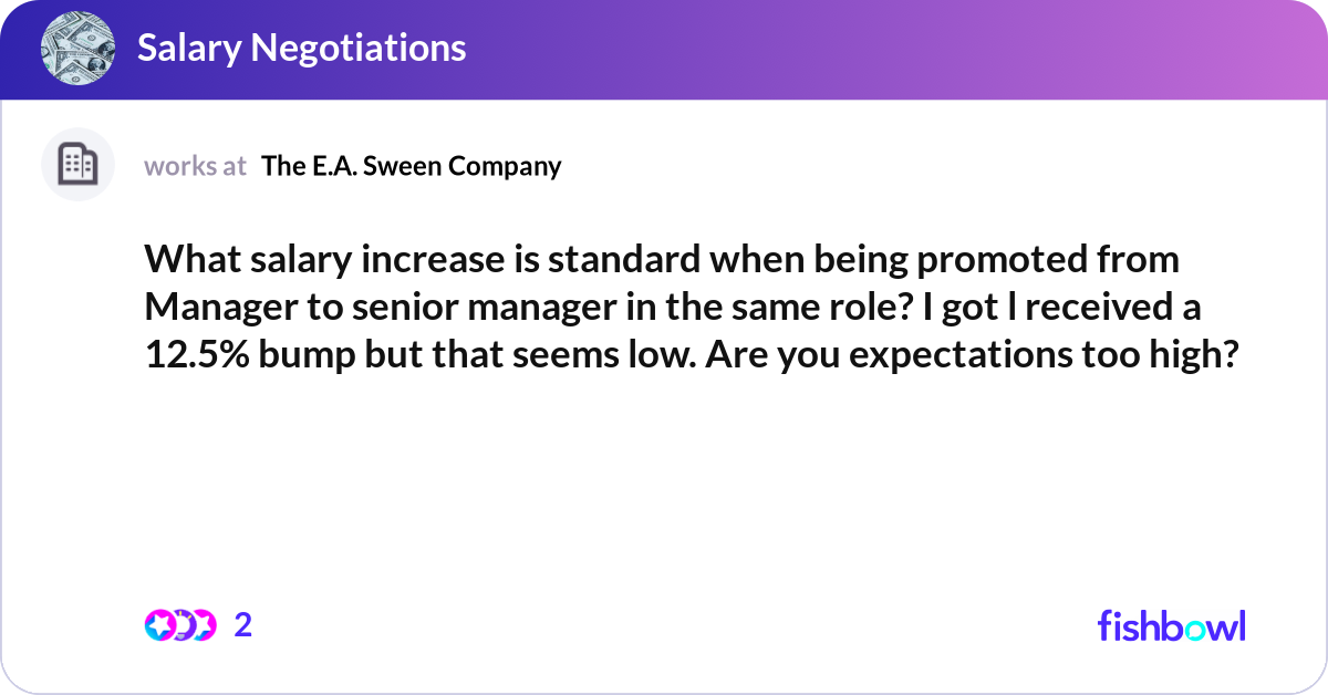 What salary increase is standard when being promot... | Fishbowl