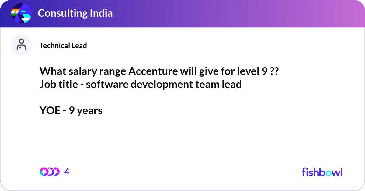 What salary range Accenture will give for level 9 ... | Fishbowl