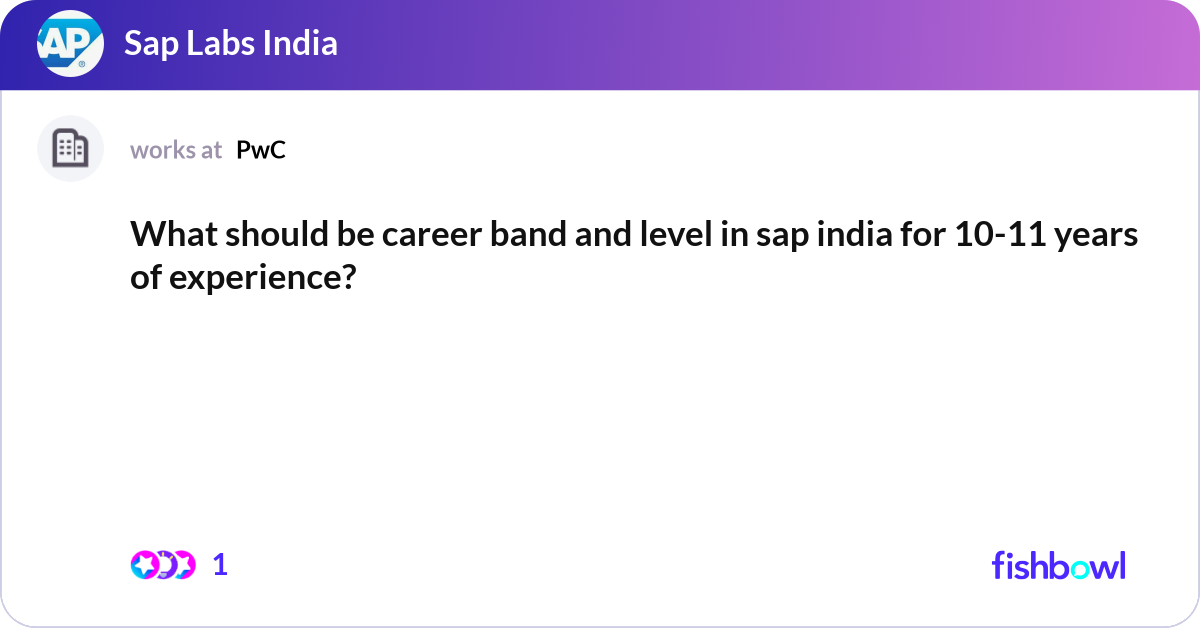 What should be career band and level in sap india ... | Fishbowl