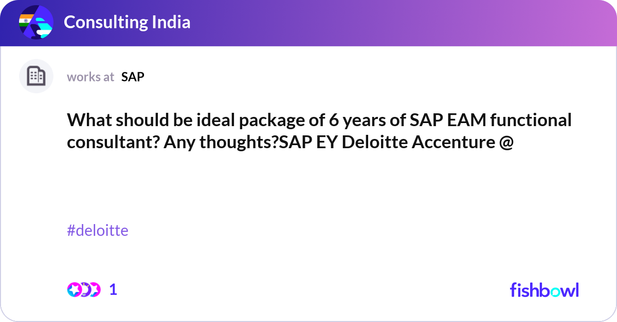 What should be ideal package of 6 years of SAP EAM... | Fishbowl
