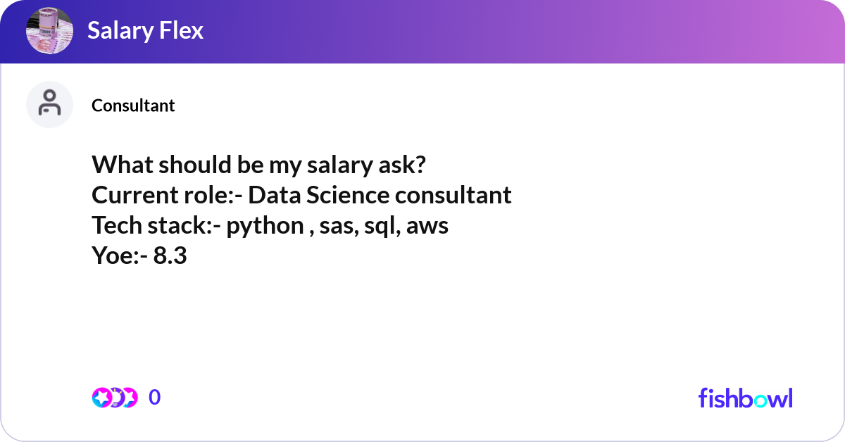 What should be my salary ask? Current role:- Data ... | Fishbowl