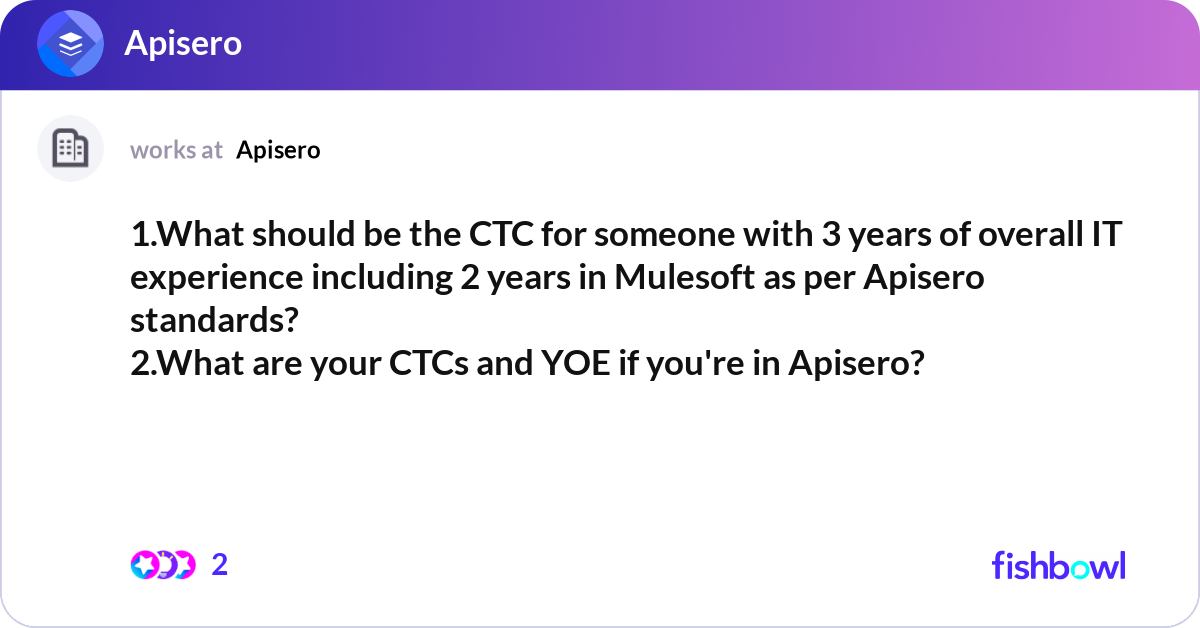 1.What should be the CTC for someone with 3 years ... | Fishbowl