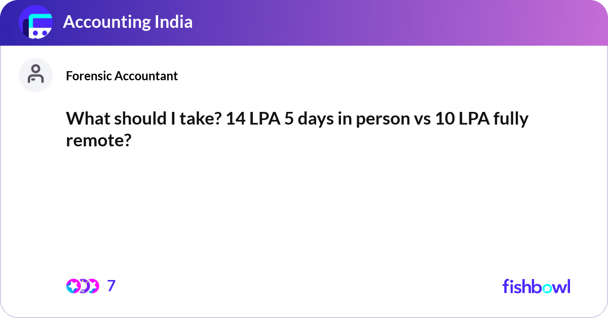 What should I take? 14 LPA 5 days in person vs 10 ... | Fishbowl