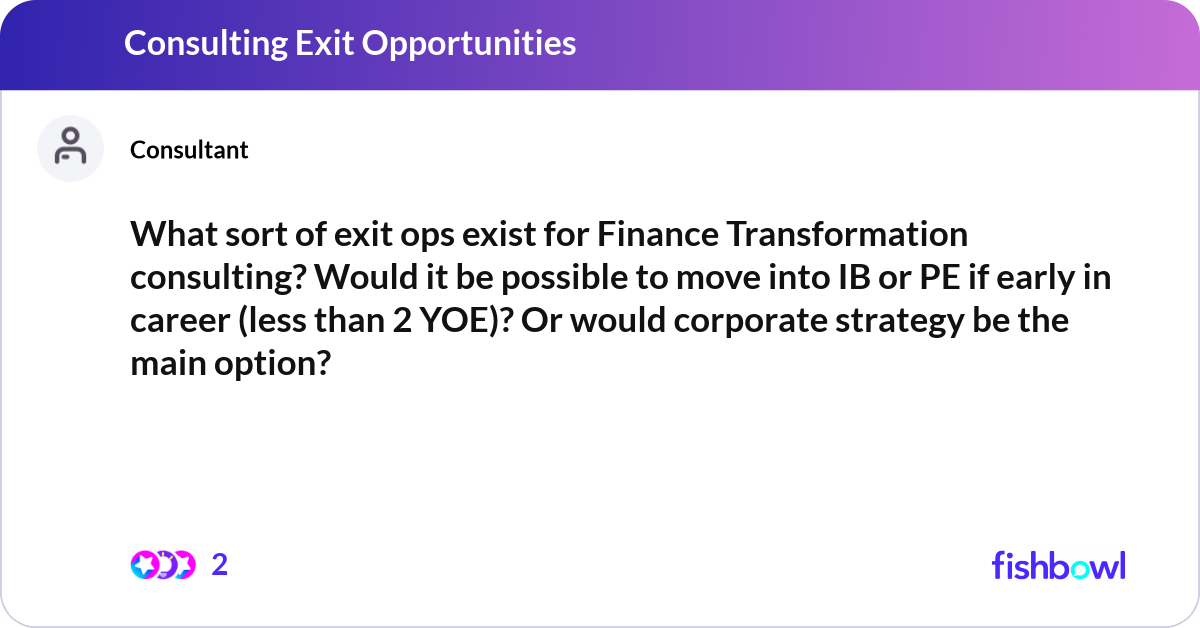 What sort of exit ops exist for Finance Transforma... | Fishbowl