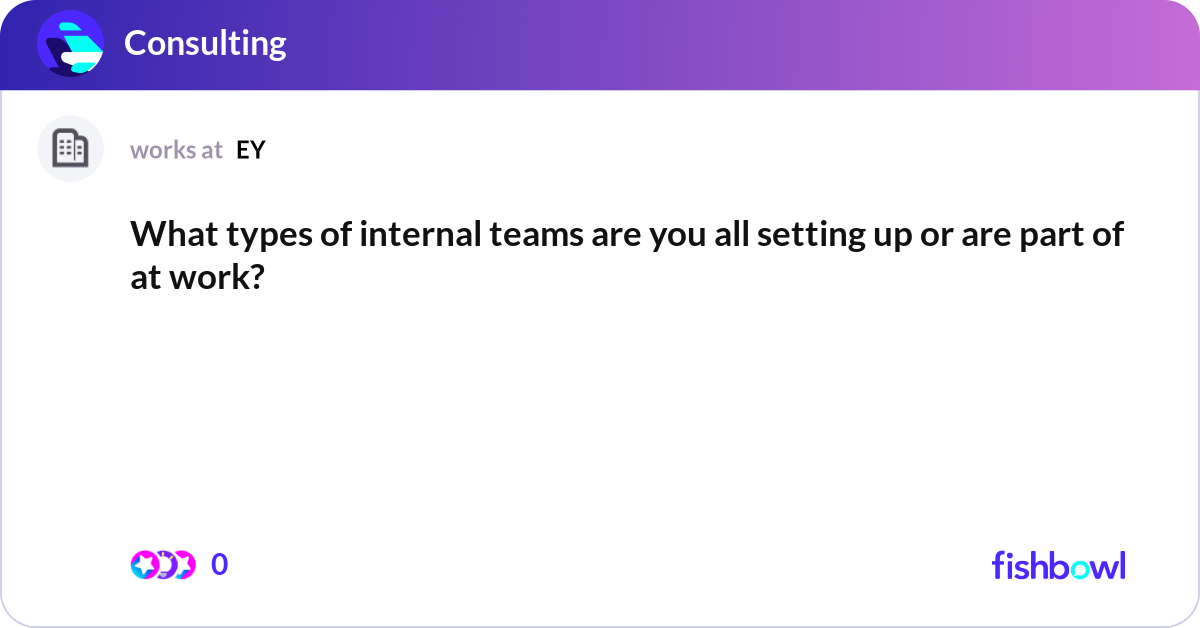 What types of internal teams are you all setting u... | Fishbowl
