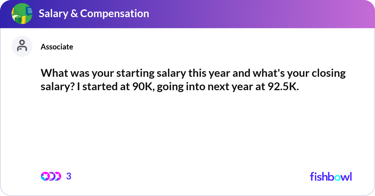 What was your starting salary this year and what's... | Fishbowl