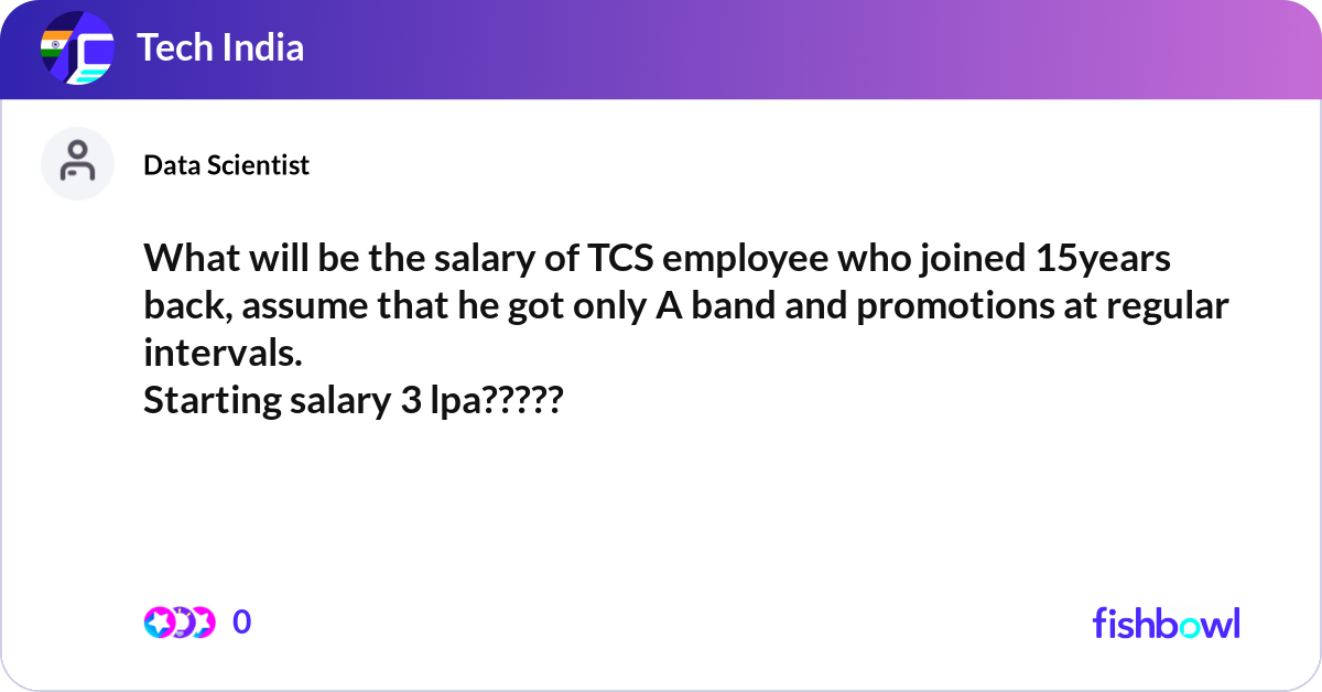 What will be the salary of TCS employee who joined... | Fishbowl