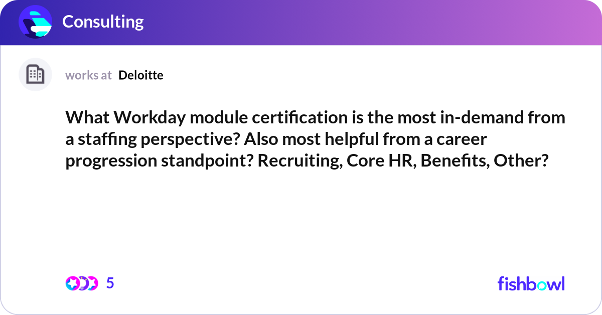 What Workday module certification is the most in-d... | Fishbowl