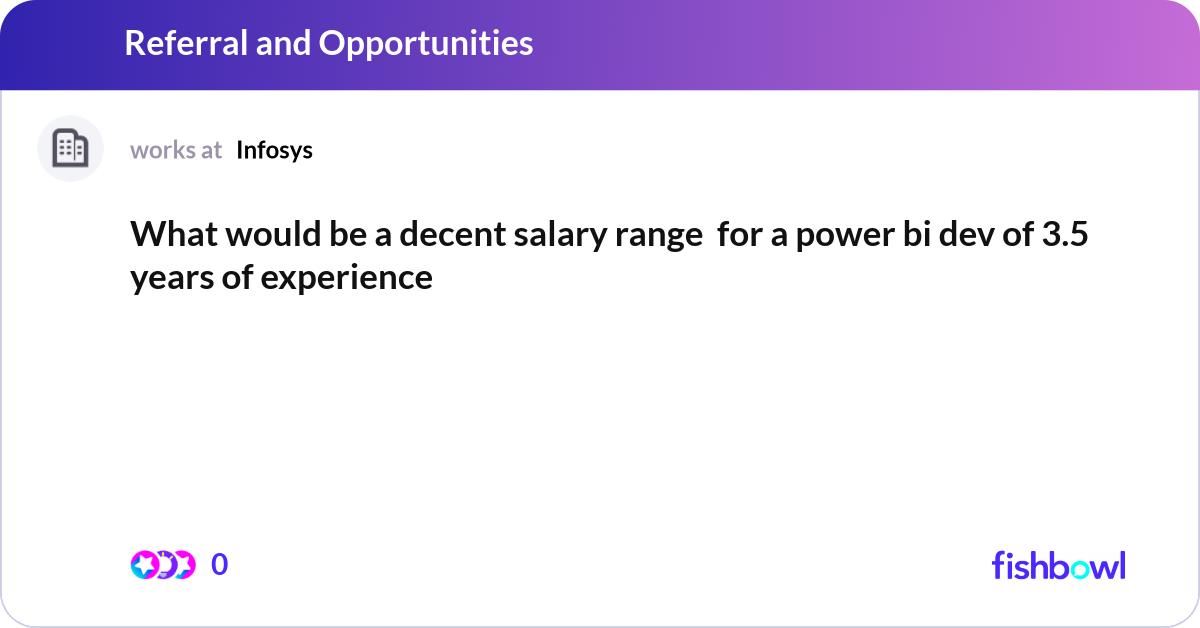 What would be a decent salary range for a power b... | Fishbowl