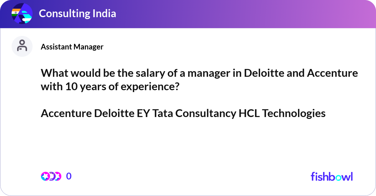 What would be the salary of a manager in Deloitte ... | Fishbowl