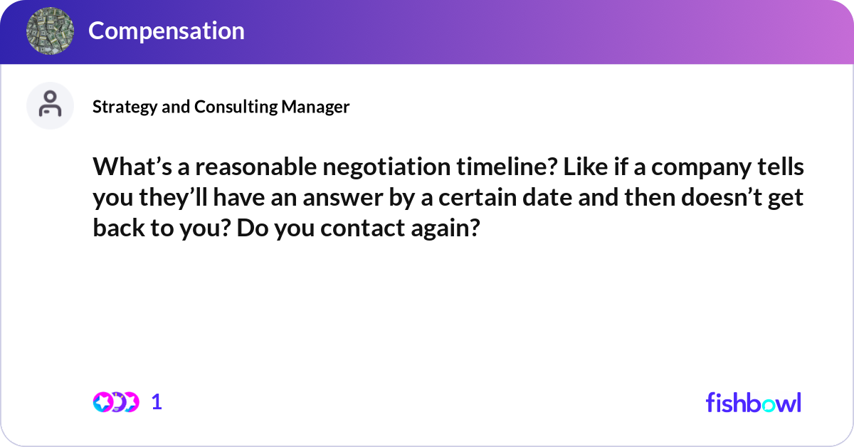 What’s a reasonable negotiation timeline? Like if ... | Fishbowl