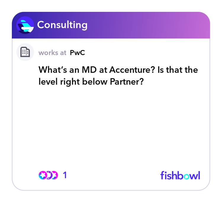 What’s an MD at Accenture? Is that the level right... | Fishbowl