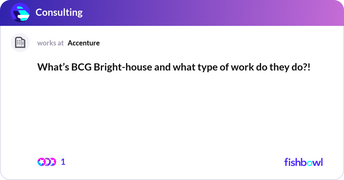 What’s BCG Bright-house and what type of work do t... | Fishbowl